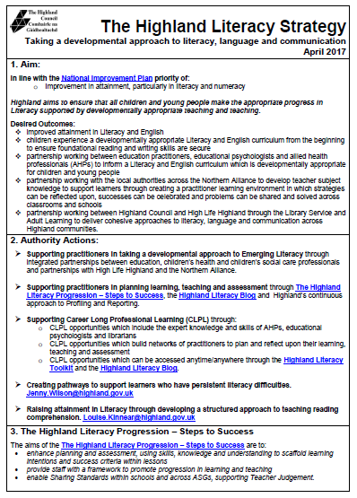 The Highland Council Literacy Strategy – April 2017 | HIGHLAND LITERACY