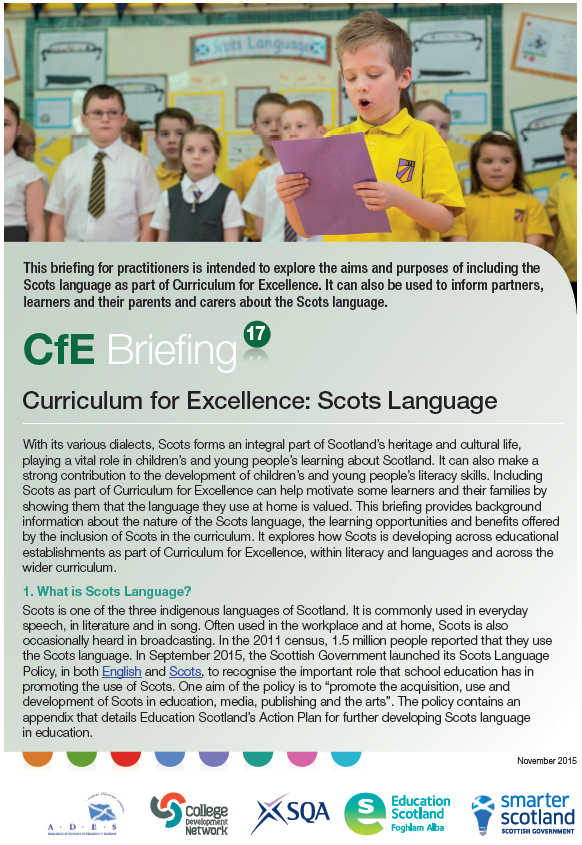 Scots Language – CfE Briefing Paper | HIGHLAND LITERACY