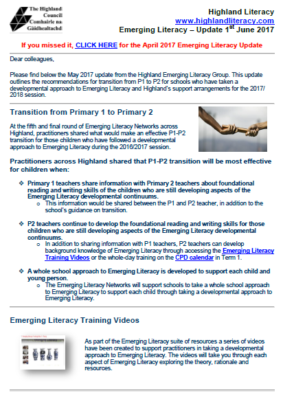 Emerging Literacy – Highland Update: May 2017 | HIGHLAND LITERACY