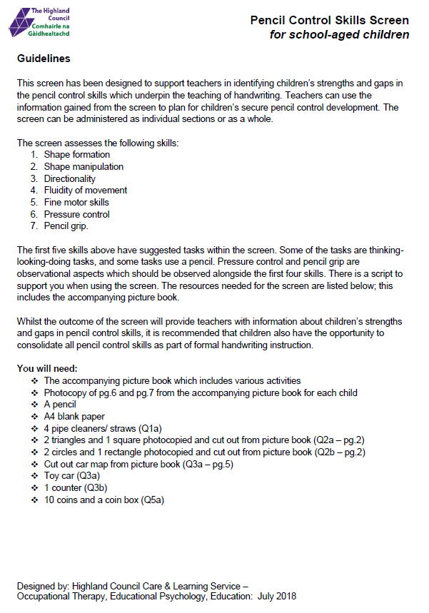 Emerging Literacy – Pencil Control Skills | HIGHLAND LITERACY