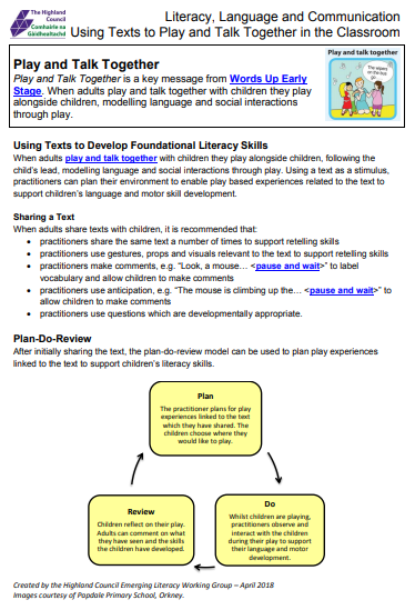 Using Texts to Play and Talk Together | HIGHLAND LITERACY